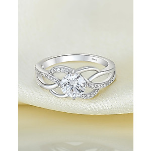 YL Celtic Knot Rings 925 Sterling Silver Twisted Ring Cubic Zirconia Infinity Statement Rings for Women-size8