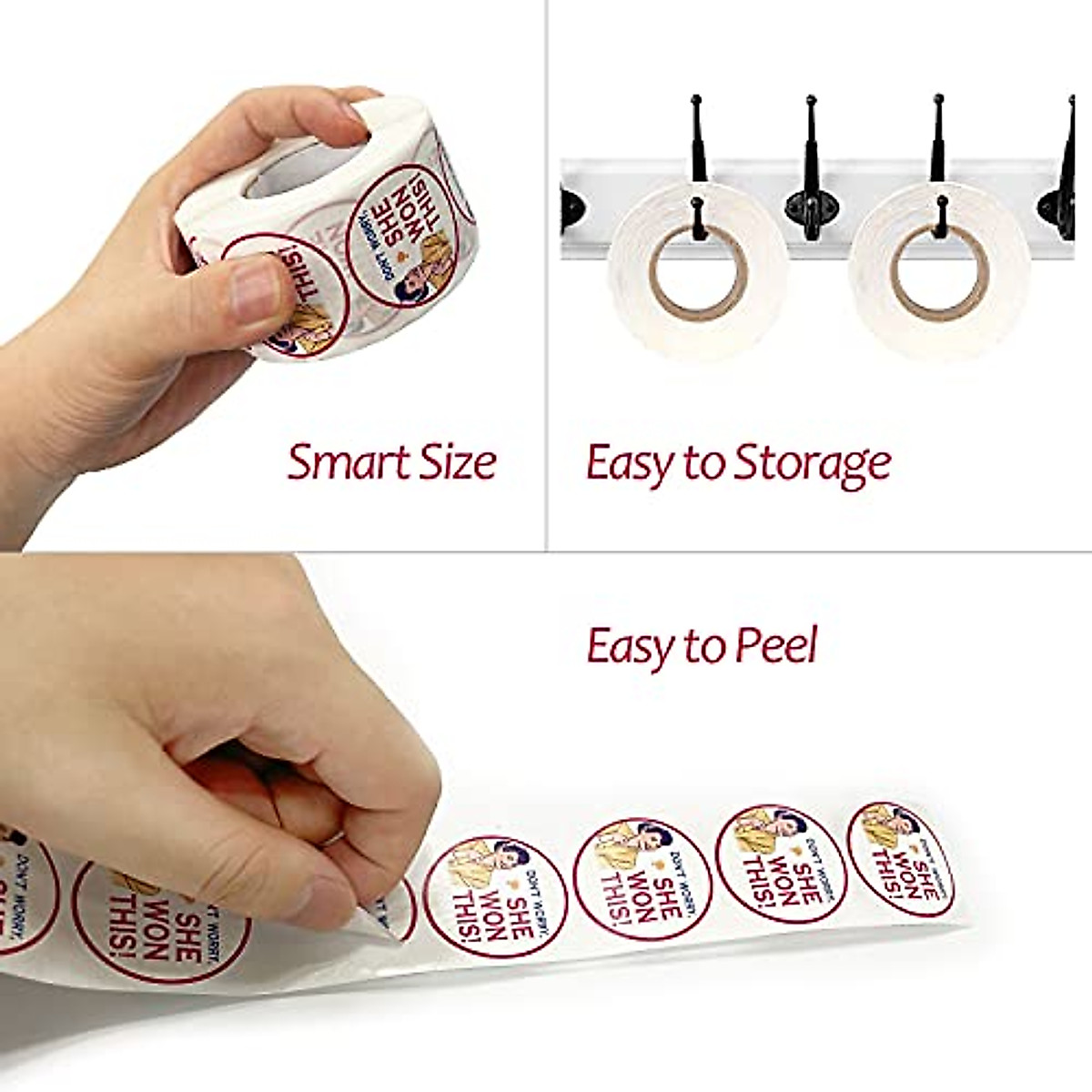 600 PCS Don't Worry She Won This Stickers, TNE Creator 1.5 Inch Small Shop Stickers Thank You Customer Appreciation Circle Sticker Labels for Small Businesses Packaging Sticker, Handmade Sticker