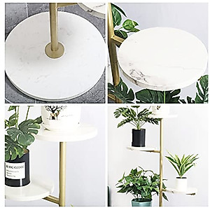 HAINARverS Gold Metal Plant Stand Indoor outdoor, marble 5Tier H49inch Tall Planter Stand Corner Flower Pot Holder multiple Shelves Plant Display for Patio Garden Living Room（5Tier Gold）