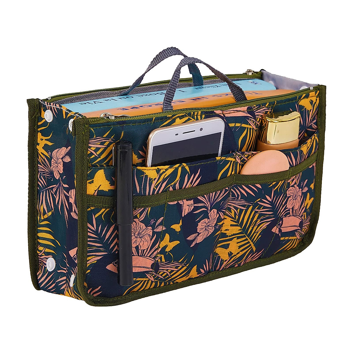 Periea Signature Purse Organizer Insert with Handles & 13 Pockets - 3 Sizes (Toucan, Small)