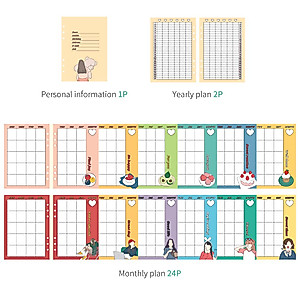 Monolike A5 FALL IN NEWTRO Ver.2 Diary Set, Be full of happiness - Academic Planner Weekly & Monthly Planner with PVC Cover, Zipper bag, Sticker