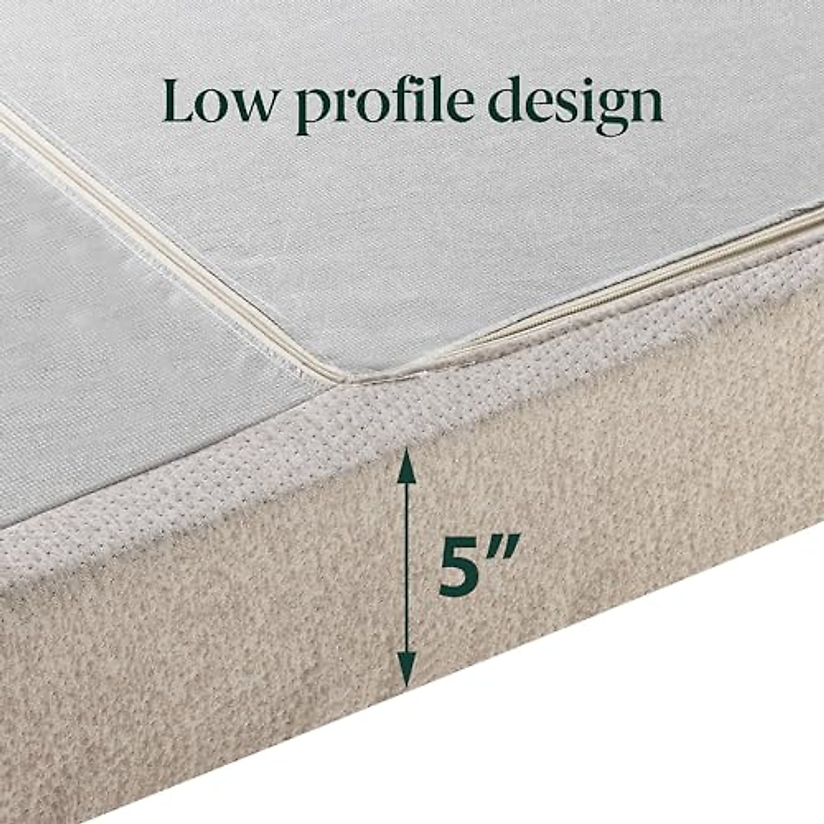 ZINUS No Assembly Metal Box Spring, 5 Inch White Mattress Foundation, Sturdy Metal Structure, Full