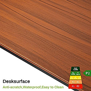 EE EUREKA ERGONOMIC 47 Inch Teak Brown Home Office PC Computer Desk, Simple Modern Work Study Writing Gaming Table for Small & Medium Spaces Desktop with Black Metal Legs, Sturdy & Easy Assembly