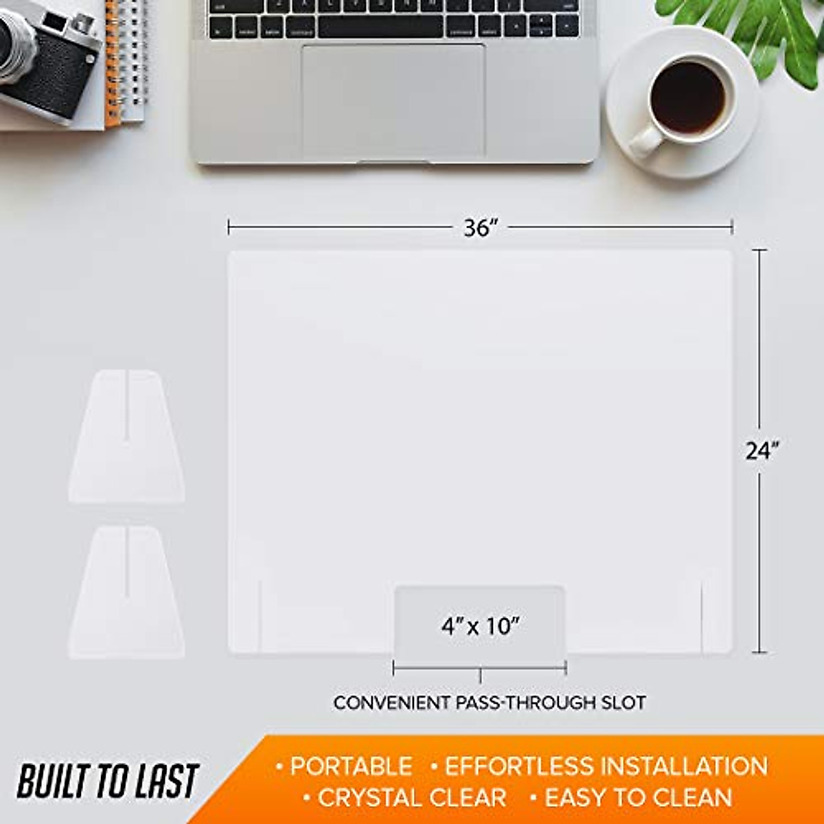 Clear Acrylic Plexiglass Sneeze Guard 36"W x 24"H - Protective Plastic Window Barrier Screen and Shield - Freestanding Portable Germ Protection Shields for Office Desk, Counter, Table and Nail Salon