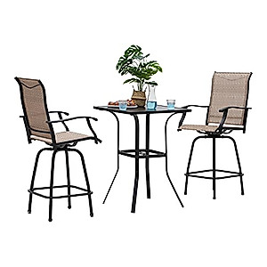 Outdoor Bar Stool Bistro Set, 3-Piece Patio Furniture Set, Patio Bistro Table and Bar Chairs