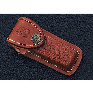 Smart & Sharp Custom Handmade Damascus Steel Folding Knife/Pocket Knife AR-17394 (Red Colored wood) (Red)