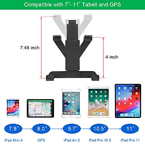 iTODOS Industrial Metal Truck Tablet Mount Holder for All 7" - 11" Tablets and GPS Navigation, Drill Base Fit for Truck, Car, Commercial Vehicles, Boat, Desk, Compatible with Sam Tab, Nexus, iPad