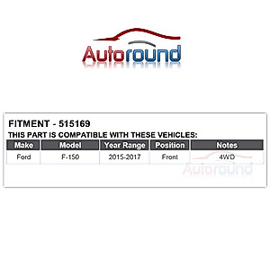 Autoround 515169 [2-Pack] 4WD Front Wheel Bearing and Hub Assembly fit for 2015-2017 Ford F-150, Fit Driver/Passenger Side, 6 Lug W/ABS
