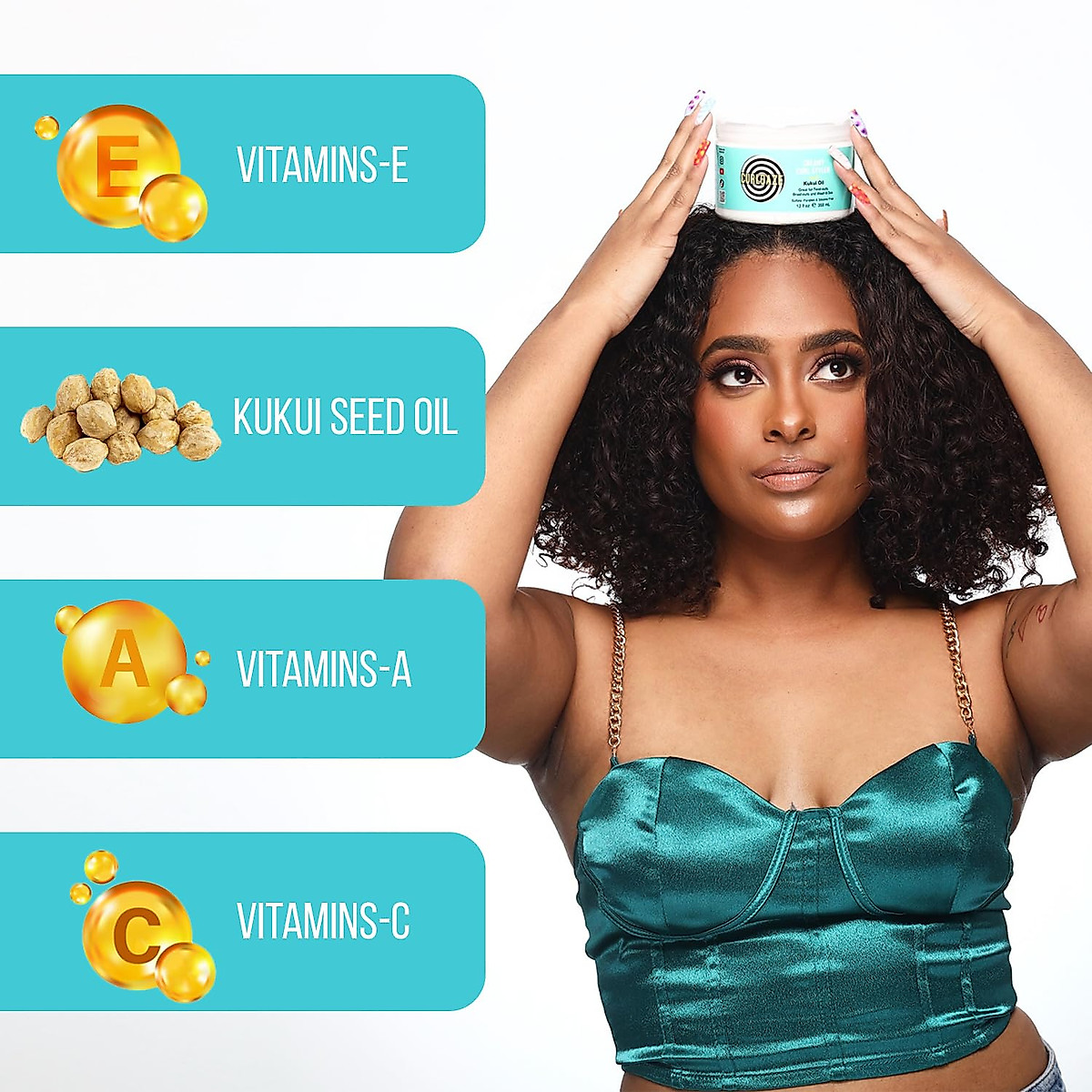 Curldaze Ultra Moisture Creme with Kukui Oil, Vitamins A, C, and E. Moisturizing and Styling Curl Creme for Curly Hair, Great for Twist-Outs, Braid Outs, Wash & Gos, Shines, Intensely Moisturizes