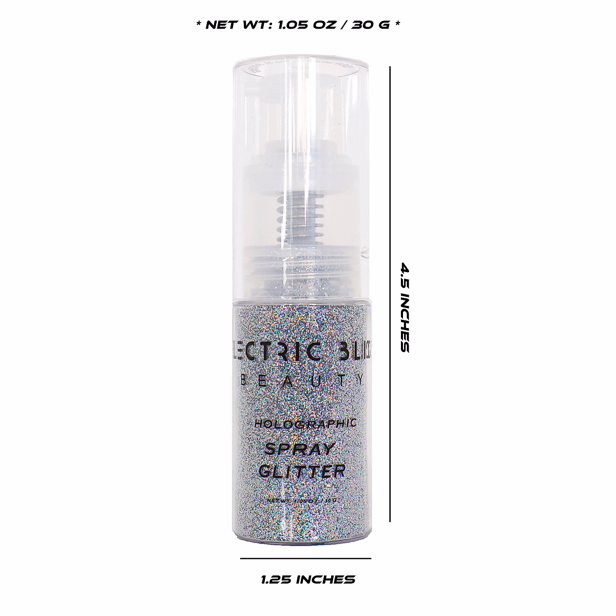 Holographic Silver - Shiny Glitter Spray, Body Glitter Spray, Hair Glitter Spray, Glitter Spray for Hair & Body Face Glitter, Eye Glitter, Body Glitter Rave Glitter Festival Accessories