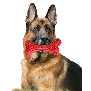 German Shepherd Dog Chew Toys for Aggressive Chewers,Indestructible Beef Flavored Tough Durable Dog Bone Toy Natural Rubber Teeth Cleaning Chews for Large/Medium Dogs