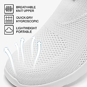 ALEADER Energylife Women's Walking Shoes Slip On Lightweight Sneakers Comfortable Knit Mesh Work Tennis Shopping Shoes White 8 M US Women