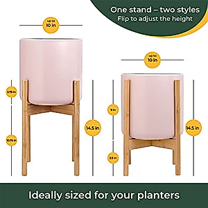 Bees & Buds Plant Stands for Indoor Plants - Mid-Century Modern Tall Plant Stand - 10 inch Bamboo Pot Planter Holder - Flower Planters Holders - EXCLUDING Plant Pot