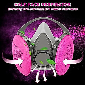 DADUMK Reusable Half Facepiece Painting Respirator, Face Cover Set Used for Paint, Dust, Chemical, Woodworking and Organic Vapor Gas