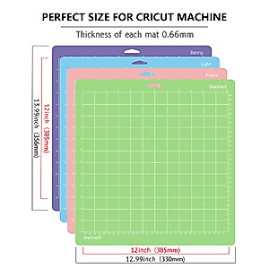Gwybkq Cutting Mat for Cricut Maker 3/Maker/Explore 3/Air 2/Air/One 4 Pack 12x12 VarietyGrip Cut Pads Replacement Accessories Standard/Light/Strong Card Adhesive Sticky Cards for Crafts
