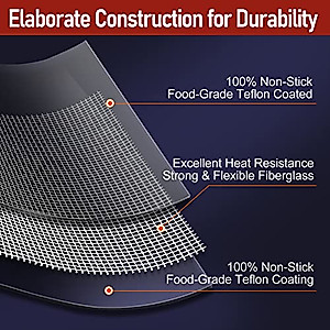 PatioGem Reusable Grill Mesh Mat, Grill Mats for Outdoor Grill Nonstick BBQ Mats for Grilling, Grill Set of 3, Nonstick Grill Mesh Mat, Mats for Grilling, BBQ Accessories Mesh Grill Mat -15.75” x 13”