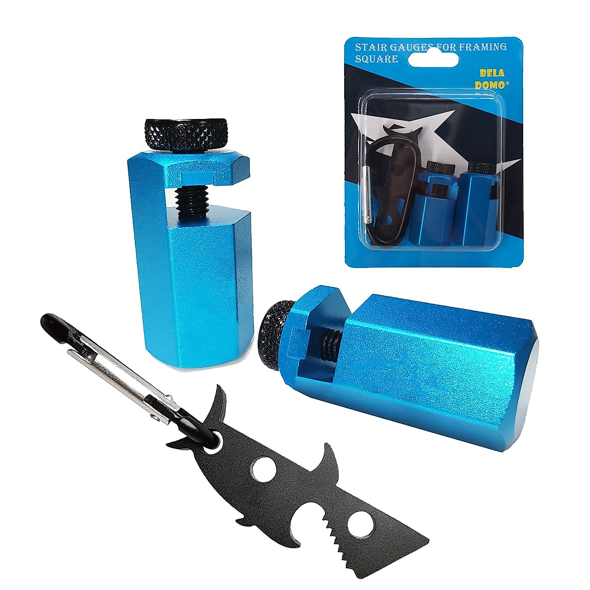 BELA DOMO Stair Gauges for Framing Square and Rafter，Lengthen，Anti-Lost (Pair)
