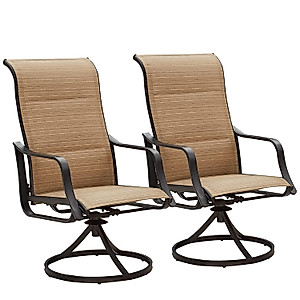 Top Space Patio Dining Chairs Textilene High Back Outdoor Swivel Rocker Set with All Weather Frame (Beige,Set of 2)