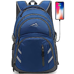 ProEtrade Extra Large Backpack Bookbag for College Laptop Travel, Fit Laptop Up to 17 inch with USB Charging Port Multi Compartment Anti theft, Gift for Women Men (Blue)
