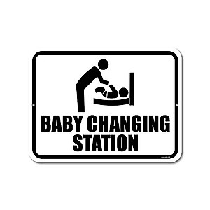 Honey Dew Gifts Restroom Sign, Baby Changing Station 9 inch by 12 inch Metal Aluminum Baby Changing Station Sign for Business, Made in USA