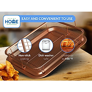 Home Warehouse Premium Carbon Steel Air Fryer Basket for Oven | Superior Craftsmanship | Sleek Design | Robust, Rust-Proof and Dishwasher-Safe