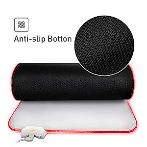 havit RGB Gaming Mouse Pad Soft Non-Slip Rubber Base Mouse Mat for Laptop Computer PC Games (31.5 X 11.8 X 0.16 inches, Light Grey)