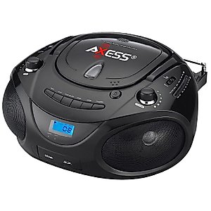 AXESS PB2703 Portable MP3/CD Boombox with AM/FM Stereo, USB, SD, MMC (Black)