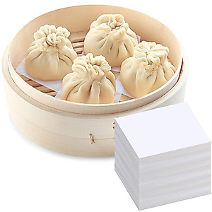 1500 Pieces Square Parchment Paper Sheets Bamboo Steamer Paper Wax Paper Air Fryer Liners for Baking Paper Non-Stick Steamer Mat for Cooking Baking Air Fryers Steamer (7 x 7 cm)