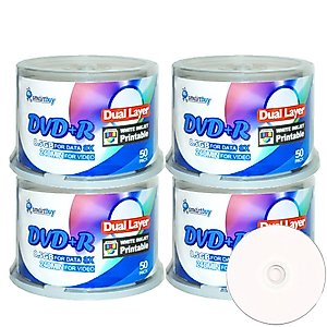 Smart Buy 200 Pack DVD+r Dl 8.5gb 8X DVD Plus R Double Layer Printable White Inkjet Blank Data Recordable Media 200 Discs Spindle