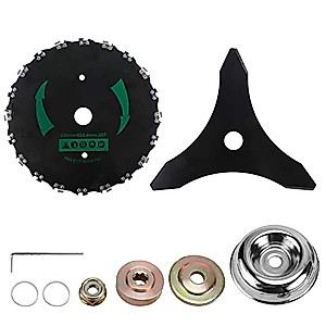 Patioer Chainsaw Tooth 9" Brush Blade and 3 Teeth 10" Steel Grass Brush Cutter Blade with Saw Chain Cutter Weeder Adapter Accessories