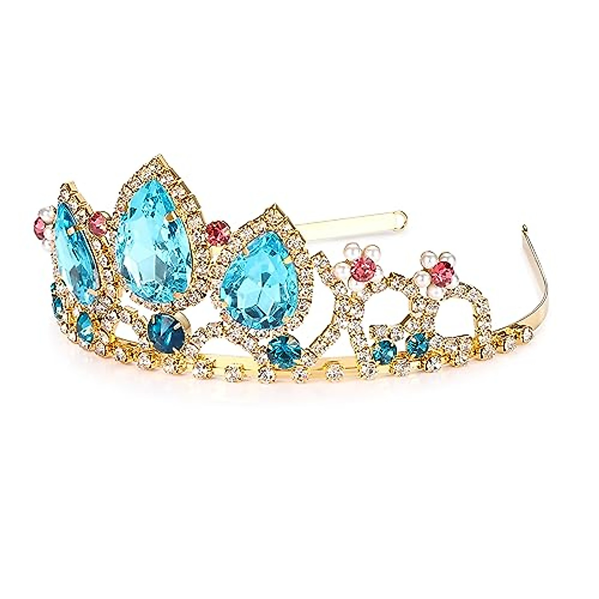 Vinjewelry Princess Crown Halloween Cosplay Hair Accessories Girls Tiara Bridal Wedding Crystal Hair Band Tiara Pageant Tiara Birthday Gifts