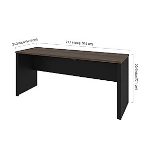 Bestar Connexion Narrow Desk Shell, 72W, Antigua & Black