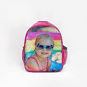 MR.R Sublimation Blanks Reversible Sequin Backpack for Girls Magic Sequin School Bag with Padded Back and Adjustable Straps,Pink,10.6x13.4 inch