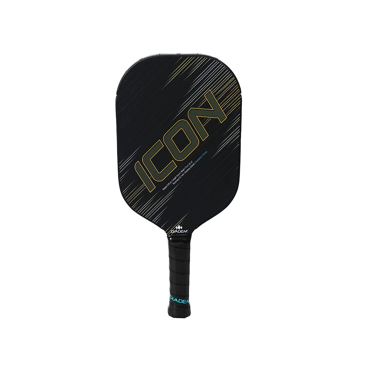Diadem Icon v2 Pickleball Paddle | USAPA Approved | Carbon Fiber High Performance Paddle | Power, Control, Spin Friendly (Black, XL - Extended Length)