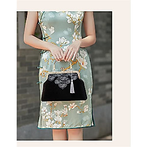 ZLXDP Women's Handbag Velvet Embroidery Handbag Women's Retro Side Sling Bag (Color : E, Size : 1)