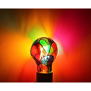 Greeogin Dimmable Stained Glass LED Light Bulb Led Color Bulb,E26 Base 4 Watts A19/A60 LED Light Bulbs,for Party Light,Festive Atmosphere,Home Lighting,Bedside Lamp,2 Pack
