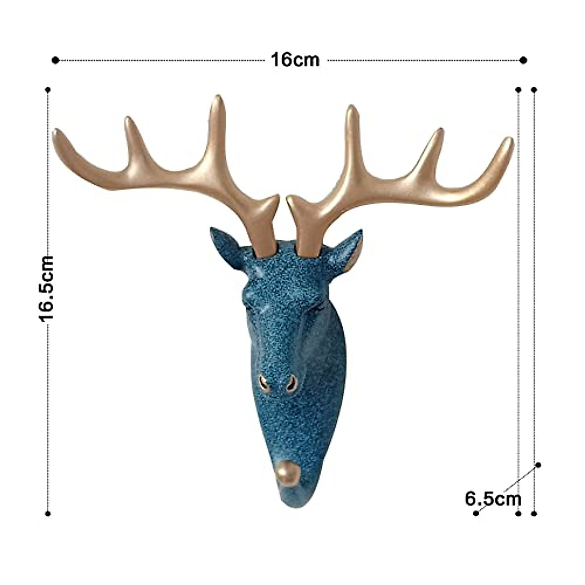 LBSLMJB 6PCS Coat Hooks Wall Mounted Creative Antlers Decorative Hooks, Hooks for Hanging Towels, Animal Shaped Blue Resin Wall Hook Rack for Bags, Hat, Cap, Scarf, Cup