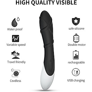UpdateClassic 2023 Double Head High Frequency Rechargeable Personal Vibrators for Women Vibrating Toys Pleasure Handheld Electric Portable Massager 10 Speeds Vibrations, Black