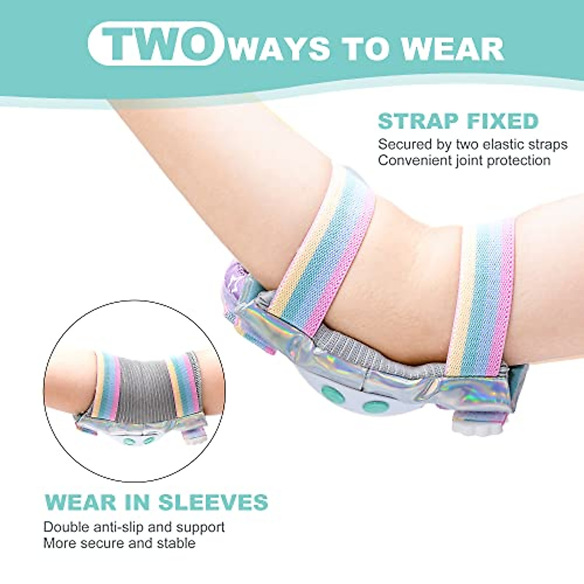 SULIFEEL Rainbow Unicorn Roller Skates for Kids with Adjustable Protective Gear Set Shiny Small