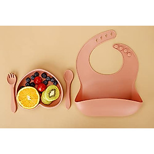 Socub Silicone Baby Bibs, Comfortable Waterproof Silicone Bibs for Baby Girl, BPA Free, with Food Catcher Pocket, Muted, Cream