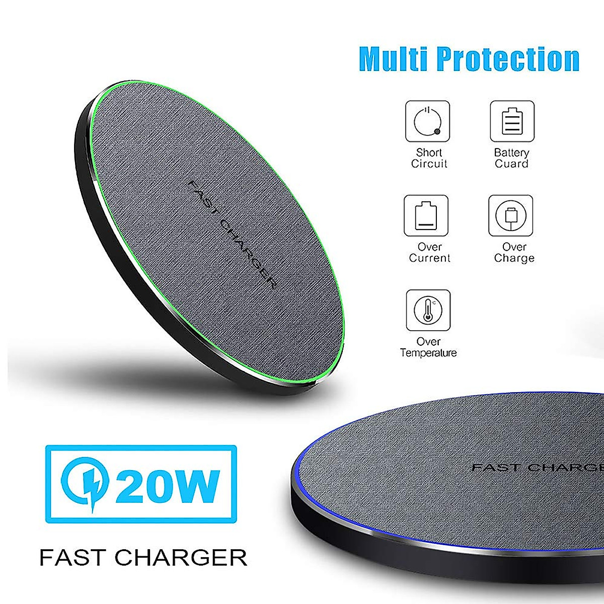 Fast Wireless Charger,20W Max Wireless Charging Pad Compatible with iPhone 16/15/14/13/12/SE/11/11 Pro/XS Max/XR,AirPods;FDGAO Wireless Charge Mat for Samsung Galaxy S24/S23/S22/Note,Pixel/LG