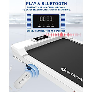 Desk Treadmill, Under Treadmill 2.5HP 300lb Electric Small Compact Mini Running Machine Walking Jogging for Home Office with Remote Control, White