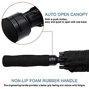 G4Free 72 Inch Huge Large Oversize Golf Umbrella Automatic Open Double Canopy Vented Windproof Stick Umbrellas, 6 Ft Heavy Duty Outdoor Doorman Umbrella Family Umbrella(Black)