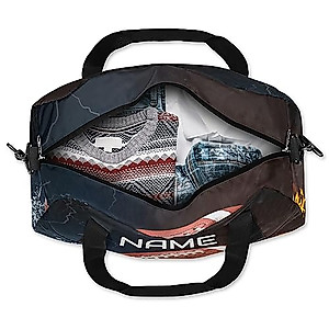 Custom Duffel Bag for Kids Fire American Football Personalized Sports Tote Gym Bag for Teens Boys & Girls Waterproof Weekender Carry Shoulder Travel Bag School Dance Ballet Practice Bag