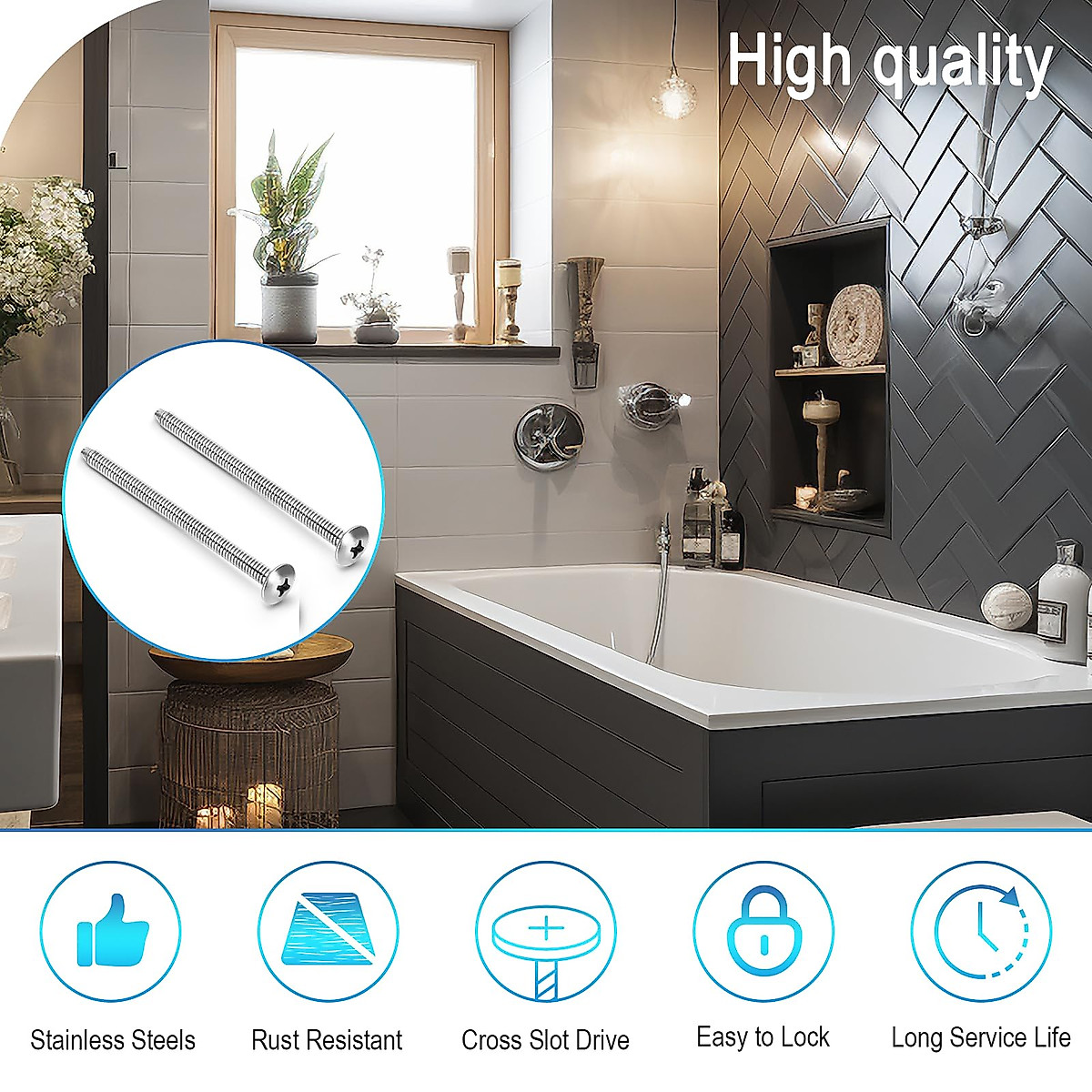 2-Pack 15528 Shower Faucet Escutcheon Screws Replacement for Moen - Escutcheon Trim Screws Shower Handle Cover Plate Screws for One-Handle Tub and Shower Faucets