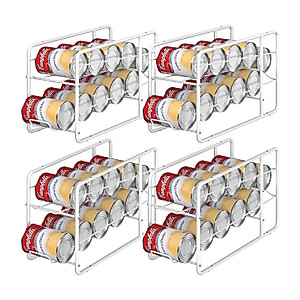 MOOACE 4 Pack Can Dispenser Rack, Stackable Can Storage Organizer Holder for Canned food Kitchen Cabinet Pantry Countertop, White