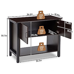 Fish Tank Stand Metal Aquarium Stand with Cabinet Aquarium Turtle Tank 36.6" x 18.9" x 30.7" for 40 Gallon（Aquarium Not Included）