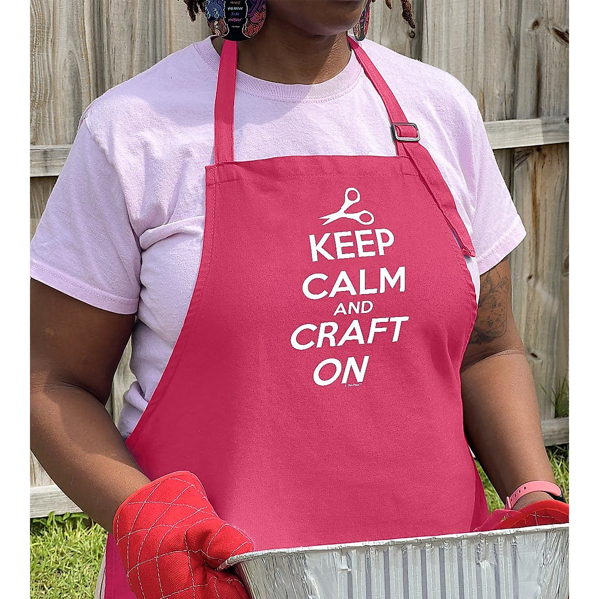 Keep Calm and Craft On Funny Apron for Crafting Crafter Scrapbooking Quilting Sewing Two Pocket Apron for Crafting Scrapbooker Apron Heliconia