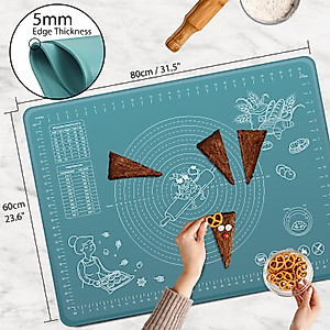 Silicone Pastry Mat Extra Thick Non-stick Baking Mat, 32" x 24" Rolling Dough With Measurements Non-slip Silicone Mat, Kneading Mat, Counter Mat, Dough Mat with Edge Heightening
