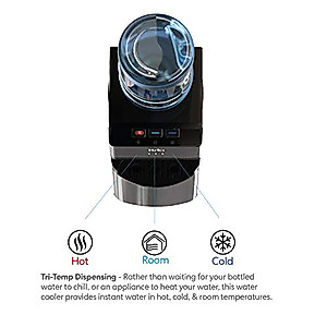 Brio Limited Edition Top Loading Water Cooler Dispenser - Black Stainless Steel - Hot & Cold Water, Child Safety Lock, Holds 3 or 5 Gallon Bottles - UL/Energy Star Approved